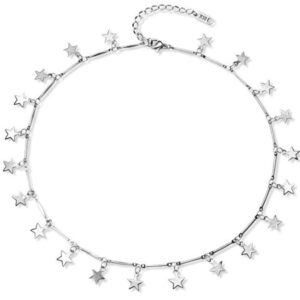 jude jewelers stainless steel luck stars dainty choker necklace (silver)