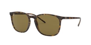 ray-ban rb4387 square sunglasses, light havana/dark brown, 56 mm