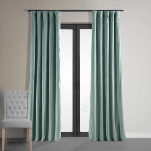 hpd half price drapes signature velvet thermal blackout curtains for living room 84 inch long (1 panel) rod pocket insulated blackout curtains for bedroom window curtains, 50w x 84l, skylark blue