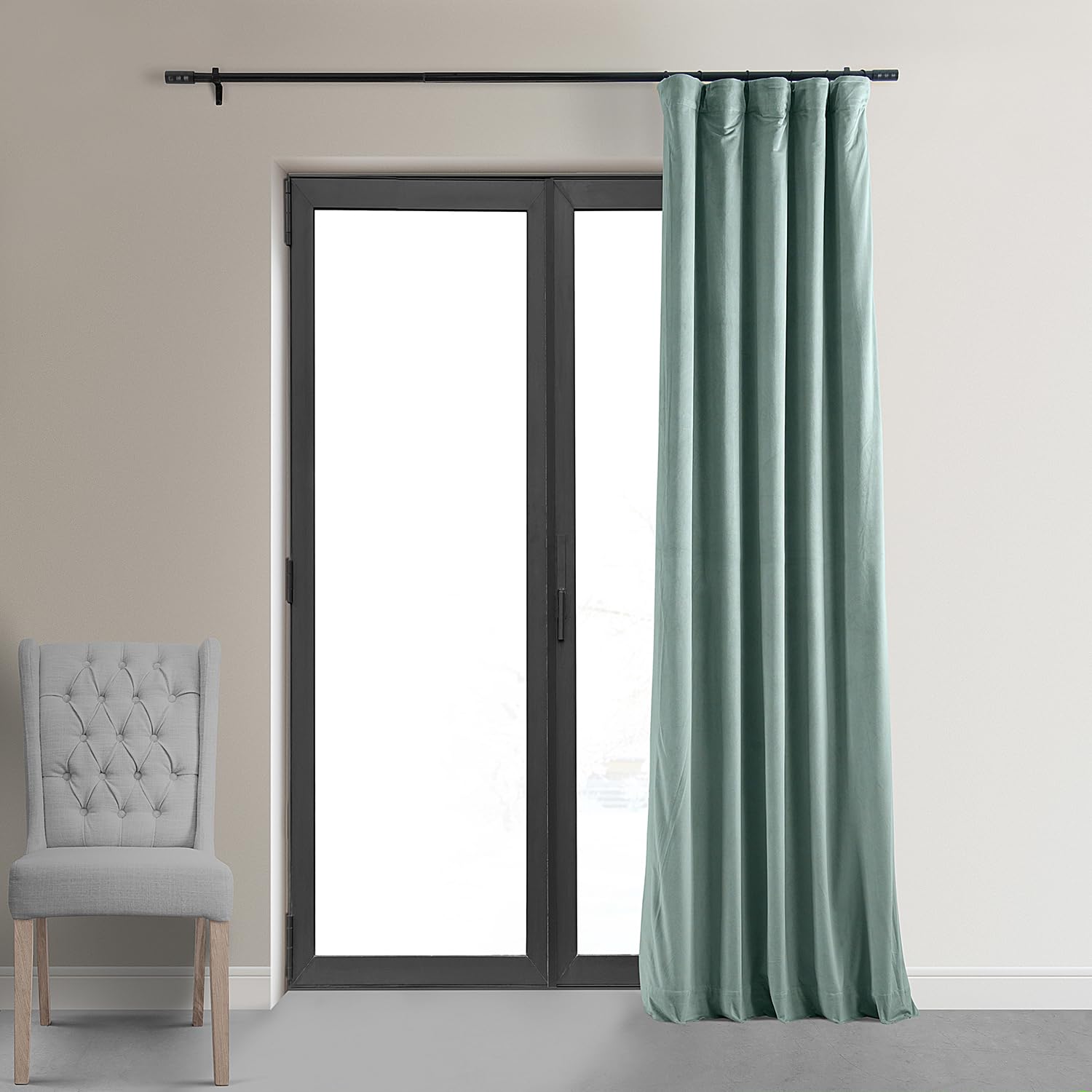 HPD Half Price Drapes Signature Velvet Thermal Blackout Curtains for Living Room 84 Inch Long (1 Panel) Rod Pocket Insulated Blackout Curtains for Bedroom Window Curtains, 50W x 84L, Skylark Blue