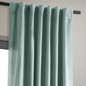 HPD Half Price Drapes Signature Velvet Thermal Blackout Curtains for Living Room 84 Inch Long (1 Panel) Rod Pocket Insulated Blackout Curtains for Bedroom Window Curtains, 50W x 84L, Skylark Blue