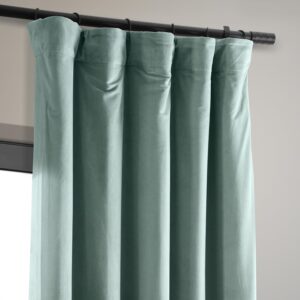 HPD Half Price Drapes Signature Velvet Thermal Blackout Curtains for Living Room 84 Inch Long (1 Panel) Rod Pocket Insulated Blackout Curtains for Bedroom Window Curtains, 50W x 84L, Skylark Blue