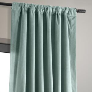 HPD Half Price Drapes Signature Velvet Thermal Blackout Curtains for Living Room 84 Inch Long (1 Panel) Rod Pocket Insulated Blackout Curtains for Bedroom Window Curtains, 50W x 84L, Skylark Blue