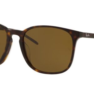 Ray-Ban RB4387F Low Bridge Fit Square Sunglasses, Tortoise/Dark Brown, 55 mm