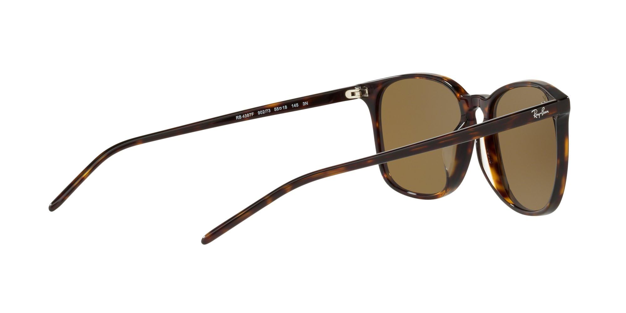 Ray-Ban RB4387F Low Bridge Fit Square Sunglasses, Tortoise/Dark Brown, 55 mm