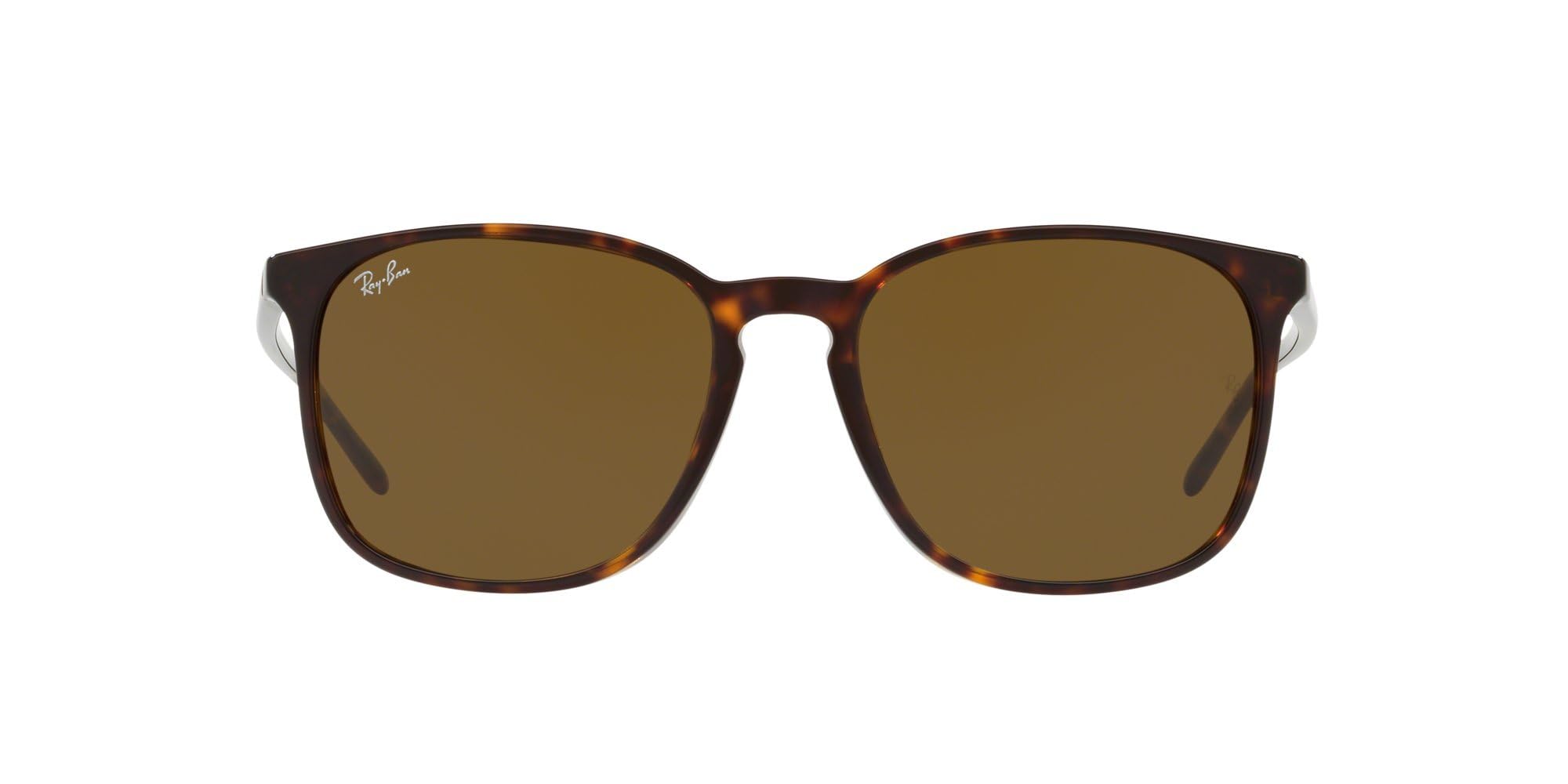 Ray-Ban RB4387F Low Bridge Fit Square Sunglasses, Tortoise/Dark Brown, 55 mm