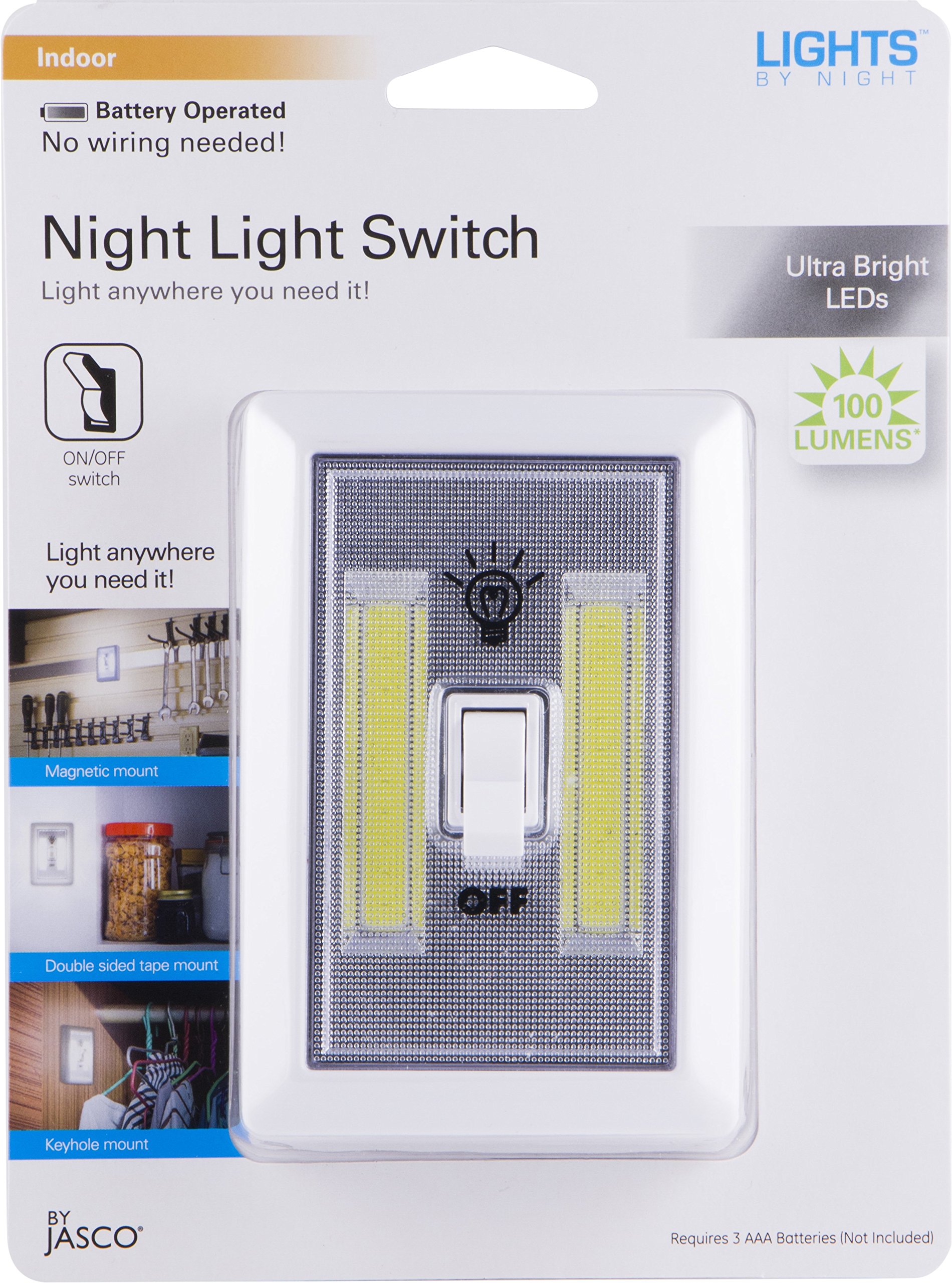 Lights by Night Wireless LED Light Switch, Battery Operated, 100 Lumens, Tap Light, Portable Light Switch, Wireless, Stick-On LED Lights, Under Cabinet, Closet, Basement and More, 39641 White