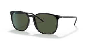 ray-ban rb4387 square sunglasses, black/dark green, 56 mm