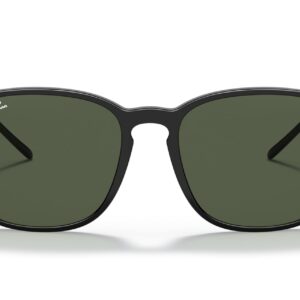 Ray-Ban RB4387 Square Sunglasses, Black/Dark Green, 56 mm