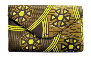 dupsie's black and yellow african print clutch purse