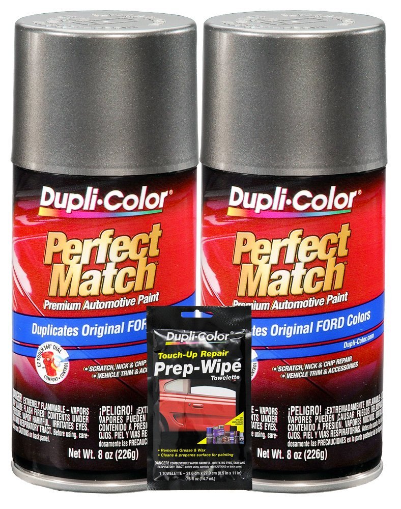 Dupli-Color Dark Shadow Gray Exact-Match Automotive Paint For Ford Vehicles - 8 oz, Bundles with Prep Wipe (3 Items)