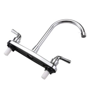 RV Non-metallic Kitchen Faucet Two Handle-8" Main Body-High Arch-360 Swivel Replace for Motorhomes, Travel Trailers,Campers (8"HIGH ARCH)