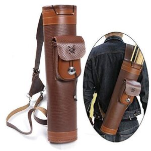 i-sport traditional archery back quiver cow leather arrow holder shoulder hanged adjustable straps