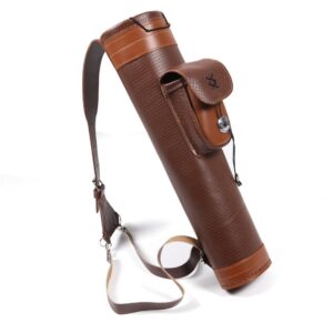 I-Sport Traditional Archery Back Quiver Cow Leather Arrow Holder Shoulder Hanged Adjustable Straps