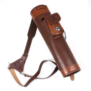 I-Sport Traditional Archery Back Quiver Cow Leather Arrow Holder Shoulder Hanged Adjustable Straps