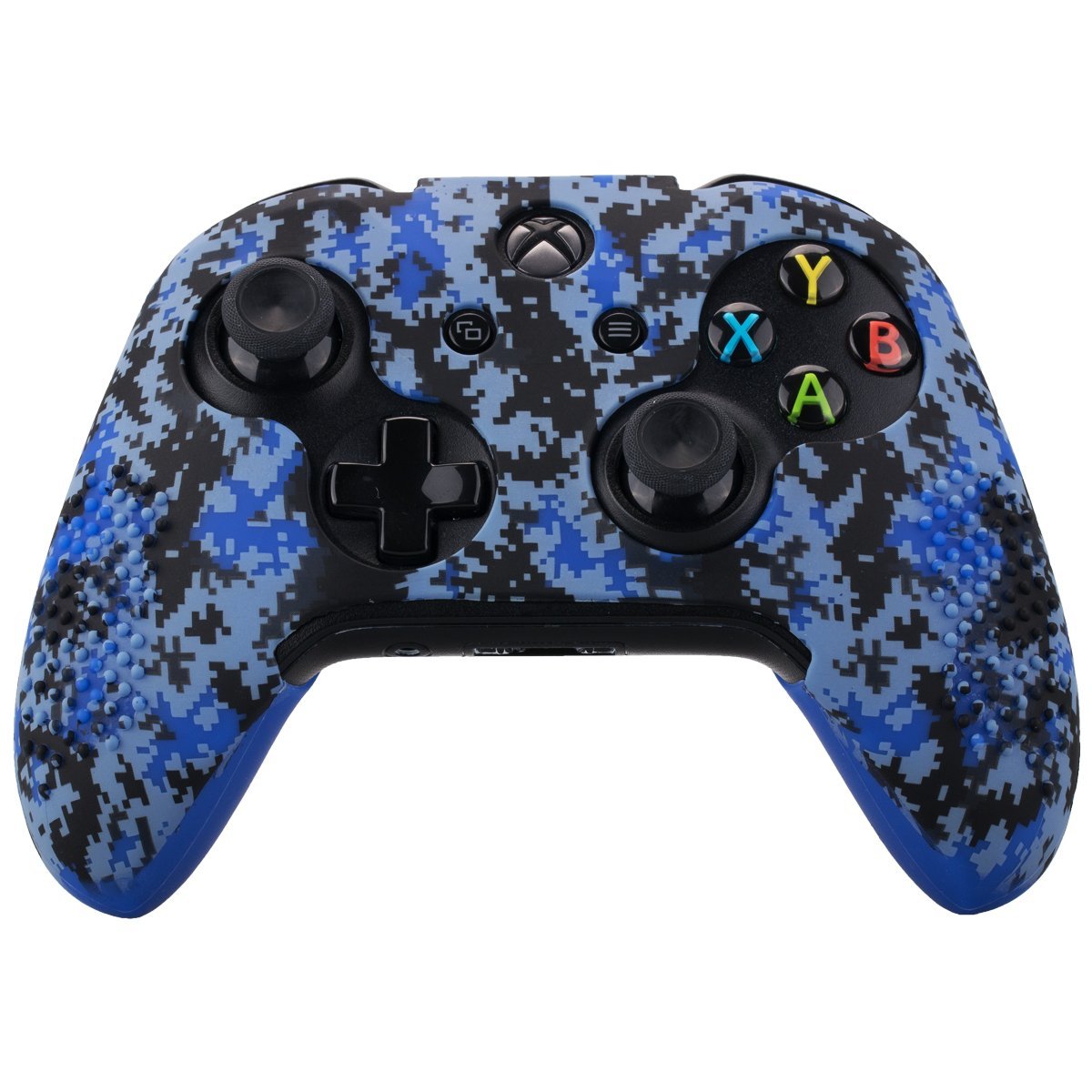 9CDeer 1 Piece of Studded Protective Customize Digital Camo Silicone Cover Skin Sleeve Case 8 Thumb Grips Analog Caps for Xbox One/S/X Controller Blue Compatible with Official Stereo Headset Adapte