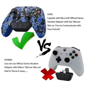 9CDeer 1 Piece of Studded Protective Customize Digital Camo Silicone Cover Skin Sleeve Case 8 Thumb Grips Analog Caps for Xbox One/S/X Controller Blue Compatible with Official Stereo Headset Adapte