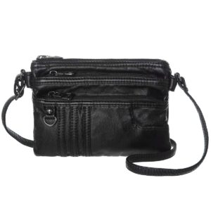 minicat treble pockets small crossbody purse cell phone purse shoulder bags for women(black)