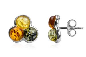 ian and valeri co. multicolor amber sterling silver fashion charming stud earrings