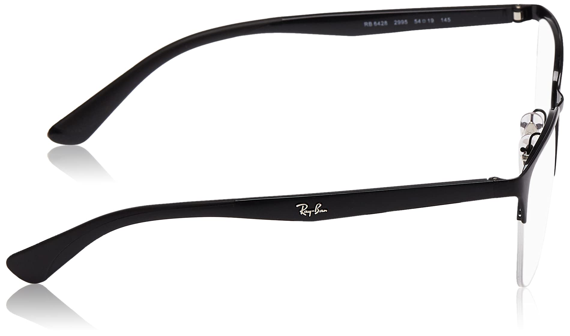 Ray-Ban RX6428 Square Prescription Eyeglass Frames, Matte Black On Black/Demo Lens, 54 mm