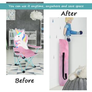 KABOER Unicorn Folding Chair with Cup Holder and Carrying Bag for Kids Children's Camping Outdoor Lawn Beach Travel