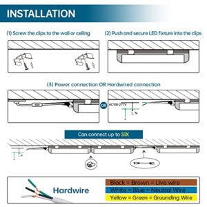 Barrina LED Shop Light, 40W 5000LM 5000K, 4FT Integrated Fixture, V Shape,T8 Light Tube, Daylight White, Clear Cover, Hight Output, LED Shop Lights for Garage Warehouse Workshop (Pack of 6)