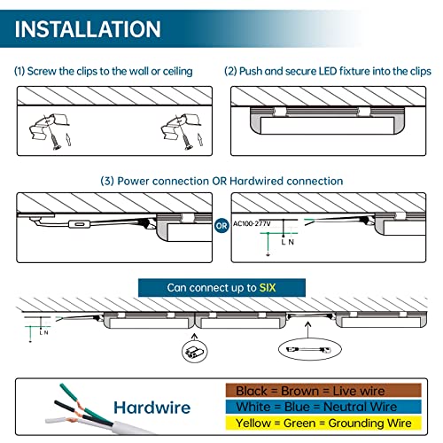 Barrina LED Shop Light, 40W 5000LM 5000K, 4FT Integrated Fixture, V Shape,T8 Light Tube, Daylight White, Clear Cover, Hight Output, LED Shop Lights for Garage Warehouse Workshop (Pack of 6)