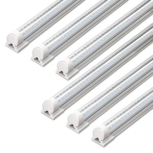 barrina led shop light, 40w 5000lm 5000k, 4ft integrated fixture, v shape,t8 light tube, daylight white, clear cover, hight output, led shop lights for garage warehouse workshop (pack of 6)