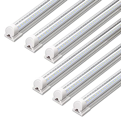 Barrina LED Shop Light, 40W 5000LM 5000K, 4FT Integrated Fixture, V Shape,T8 Light Tube, Daylight White, Clear Cover, Hight Output, LED Shop Lights for Garage Warehouse Workshop (Pack of 6)