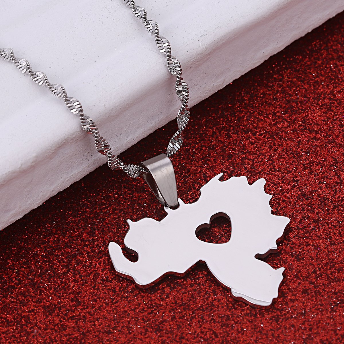 Stainless Steel Venezuela Map Pendant Necklace for Women Men Venezuelan Jewelry