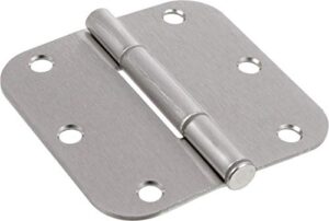 hardware essentials 854321 round corner squeak-proof door hinges, 3-1/2 inch, 3-1/2", satin nickel, 3 pieces