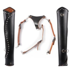 I-Sport Cow Leather Handmade Archery Back Shoulder Arrow Quiver Target Shooting Quiver for Arrows with Adjustable Straps