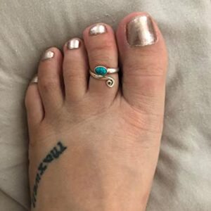 Tibetan Turquoise Stone Toe ring 925 Sterling Silver Girls Toe ring Midi Ring Women Body Jewellery Adjustable Toe Ring Handmade Toe ring gemstone toe rings