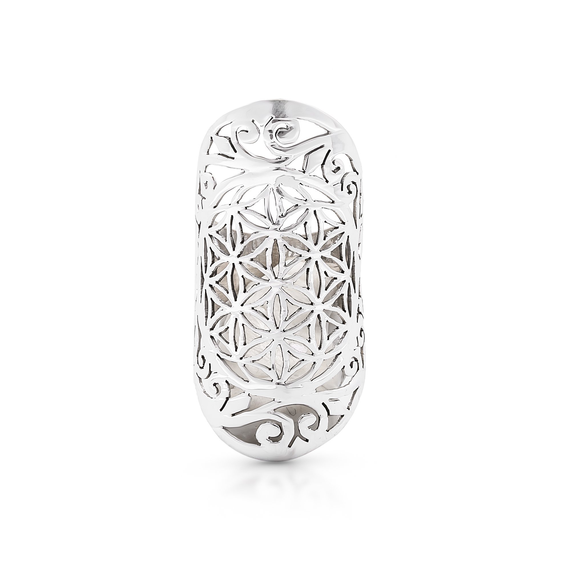 Big Flower Of Life Lace Ring Sterling Silver 925 Sacred Geometry Yoga jewelry Sizes Us 7 8 9 10 (10)