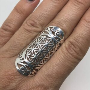 Big Flower Of Life Lace Ring Sterling Silver 925 Sacred Geometry Yoga jewelry Sizes Us 7 8 9 10 (10)