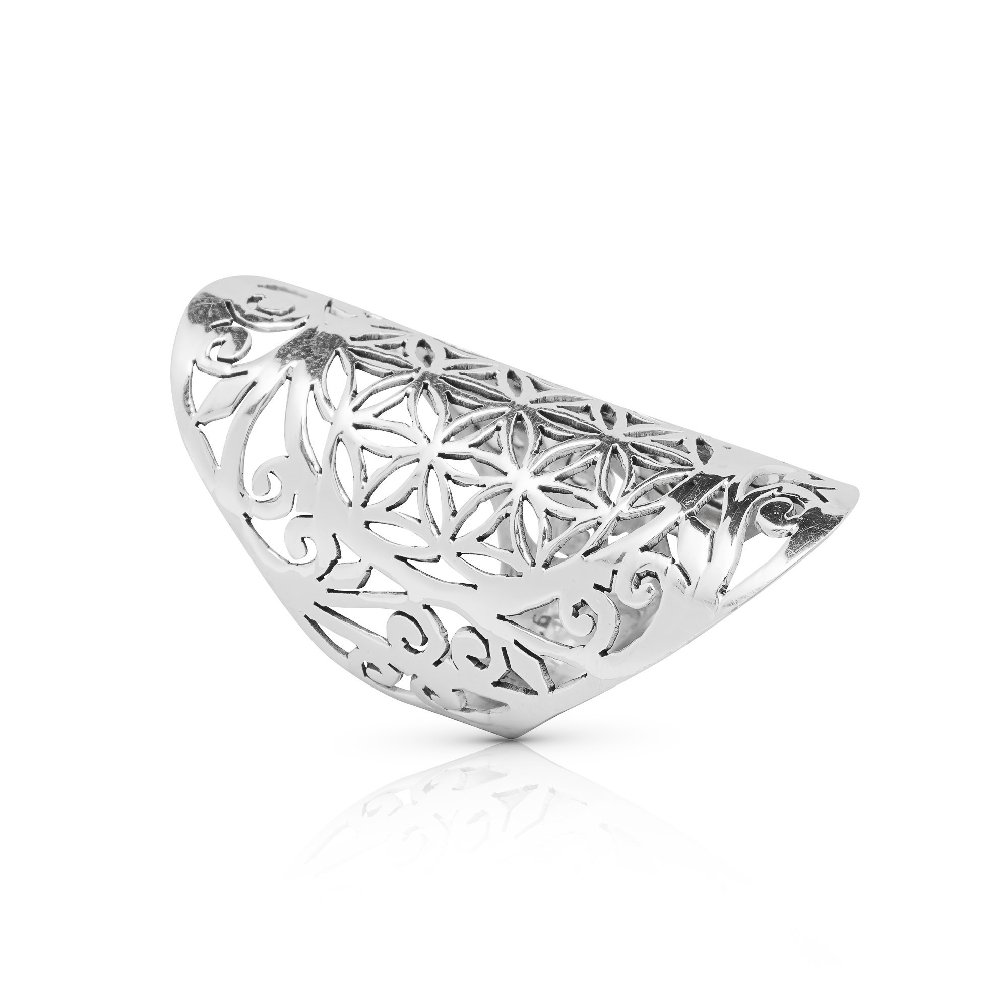 Big Flower Of Life Lace Ring Sterling Silver 925 Sacred Geometry Yoga jewelry Sizes Us 7 8 9 10 (10)