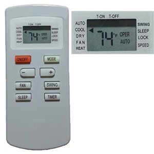 replacement for soleus air gree air conditioner remote control for model p-ky80-36 ky-80 sg-pac-08e3 (display in fahrenheit)