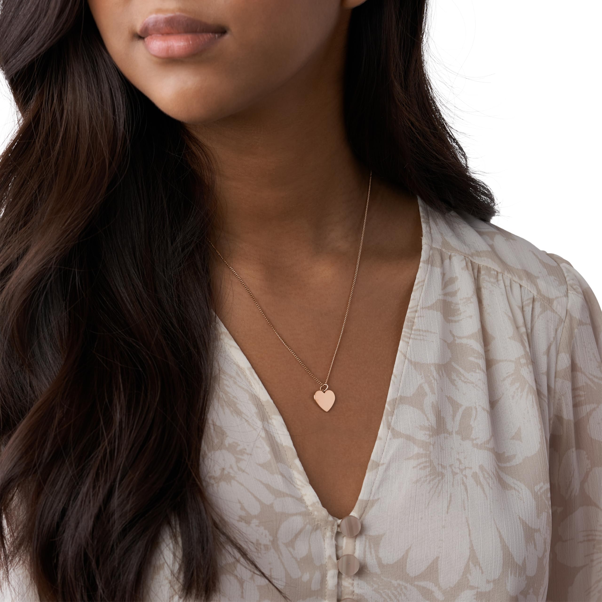 Fossil Women's Engravable Necklace, Color: Rose Gold (Model: JF03021791)