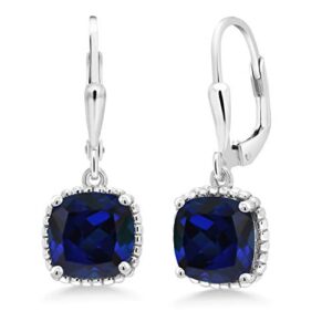 gem stone king 925 sterling silver 8mm cushion gemstone birthstone leverback drop dangle earrings for women