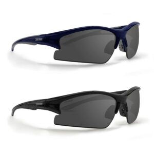 epoch eyewear 2 pairs of golf sport epoch-1 sunglasses - somke lens with blue/gray & black frame