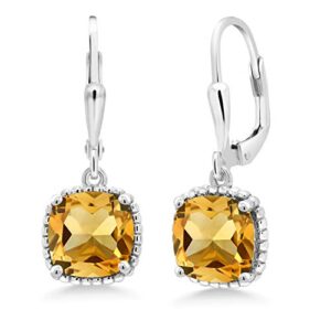 gem stone king 925 sterling silver 8mm cushion gemstone birthstone leverback drop dangle earrings for women