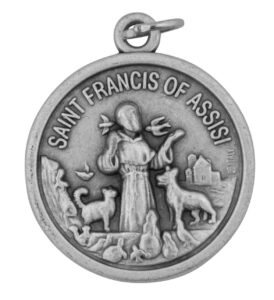 venerare traditional catholic saint medal (saint francis pet medal, round)