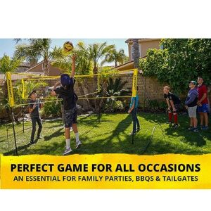 CROSSNET Quick Assemble 4 Square Volleyball Game Set for Adults and Kids with Volleyball Net, Backpack and Ball for Outdoor Games