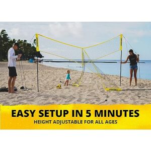 CROSSNET Quick Assemble 4 Square Volleyball Game Set for Adults and Kids with Volleyball Net, Backpack and Ball for Outdoor Games