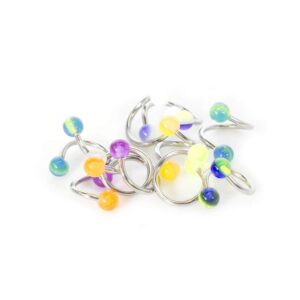 bodyjewelryonline twister rings 10 pack multi-colored glow in the dark design navel lip ear helix