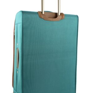 steve madden Designer Luggage Collection- 3 Piece Softside Expandable Lightweight Spinner Suitcases- Travel Set includes Under Seat Bag, 20-Inch Carry on & 28-Inch Checked Suitcase (Harlo Teal Blue)