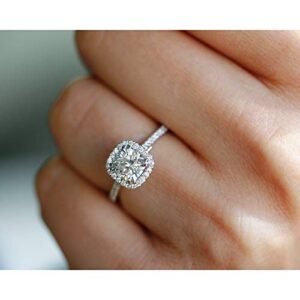 Kobelli Moissanite and Lab Grown Diamond Halo Engagement Ring 1 1/3 CTW 14k White Gold (GH/VS, DEF/VS), 9