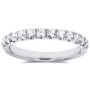 kobelli flame french pave lab grown diamond comfort fit womens wedding band 1/2 ctw 14k white gold (def/vs), 8.5