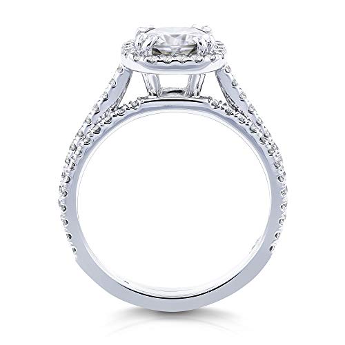 Kobelli Moissanite and Lab Grown Diamond Halo Bridal Rings Set 1 1/2 CTW in 14k White Gold (GH/VS, DEF/VS), 11