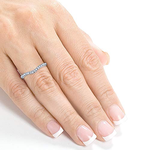 Kobelli Lab Grown Diamond Womens Curved Wedding Band 1/5 CTW 14k White Gold (DEF/VS), 5